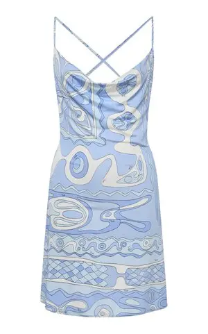 Emilio Pucci Printed Jersey Satin Mini Dress - Blue