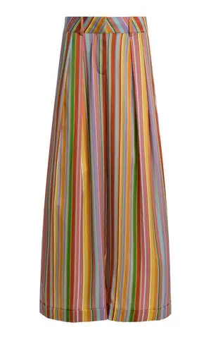 FRANÇOISE FRANÇOISE Mila Wide-Leg Striped Silk Satin Pants