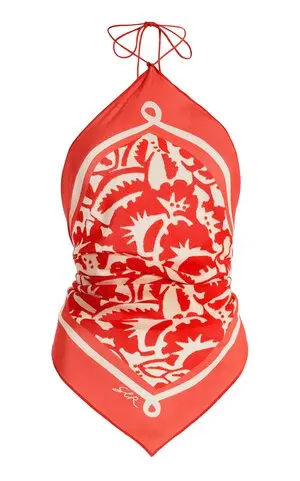 SIR. Exclusive Silk Scarf Top - Red