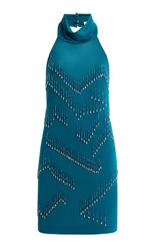 DES_PHEMMES Exclusive La Isla Backless Mini Tube Dress With Fringe - Blue