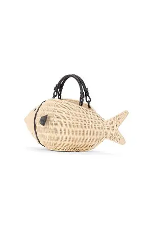 Staud Cleo Fish Wicker And Leather Tote - Neutral