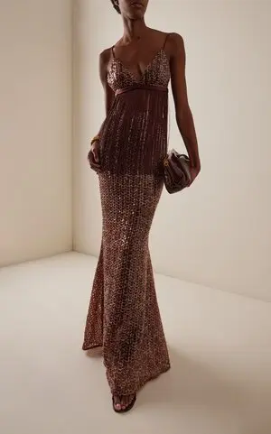 SIRAPOP Lindsay Crochet Sequin Maxi Skirt
