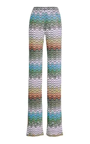Missoni Multicolor Wavy Knit Straight-leg Pants - Blue