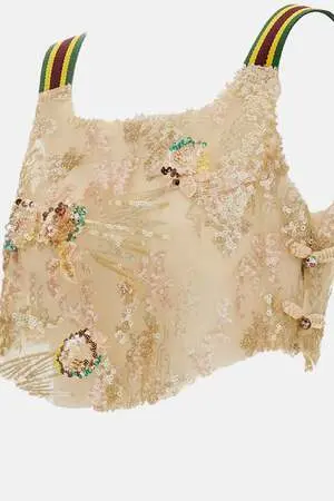HUI Azalea Embellished Tulle Top