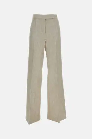 Max Mara Athletic Linen Trousers Beige