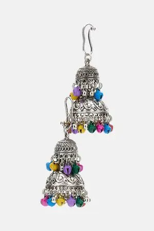 HUI Tone Bell Drop Earrings - Silver