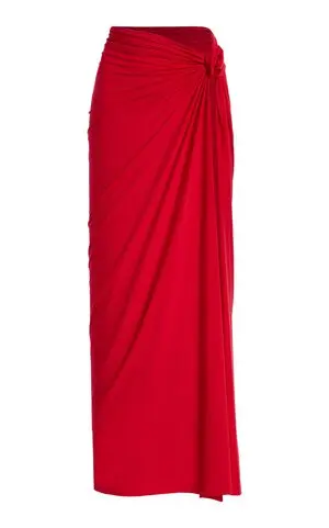 MAYGEL CORONEL La Isla Pollera Jersey Maxi Skirt - Red