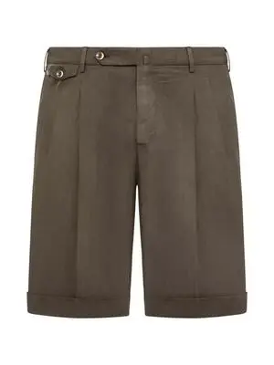 PT TORINO Pleated Turn-up Shorts - Brown