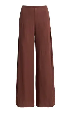 Posse La Isla Jane Crepe Wide Leg Pants - Brown
