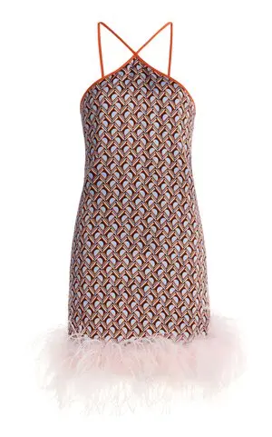 DES_PHEMMES Exclusive La Isla Mini Cocktail Dress With Feathered Hem - Multi