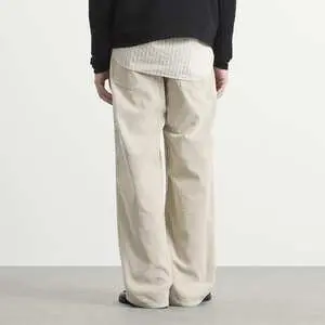 Auralee Garment-dyed Corduroy Wide Pants - White Khaki