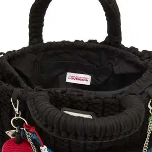 CHARLES JEFFREY Apple Charm Bucket Bag - Black
