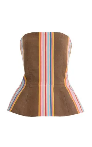 MARRAKSHI LIFE Striped Cotton Corset Top - Brown