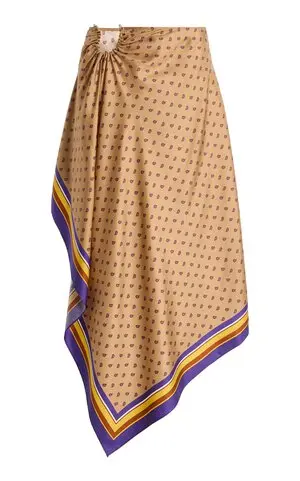 Christopher Esber La Isla Bandana-print Silk-twill Midi Skirt - Brown