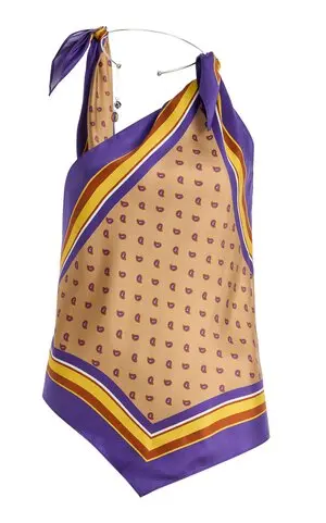 Christopher Esber Bandana-print Silk-twill Scarf Tie Top - Brown