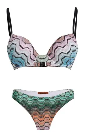 Missoni Missoni Knit Balconette Bikini With Greek-Inspired Motif Blue