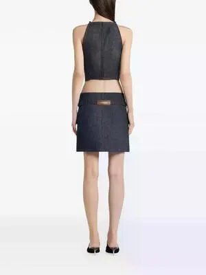 COURREGES Halterneck Denim Tank Top - Blue