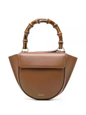 WANDLER Mini Hortensia Bamboo-handle Tote Bag - Brown
