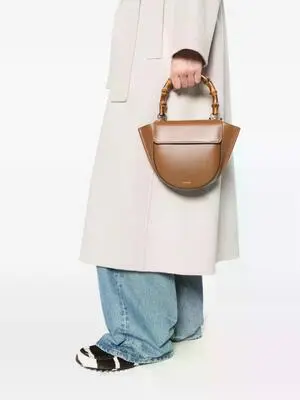 WANDLER Mini Hortensia Bamboo-handle Tote Bag - Brown