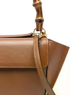 WANDLER Mini Hortensia Bamboo-handle Tote Bag - Brown