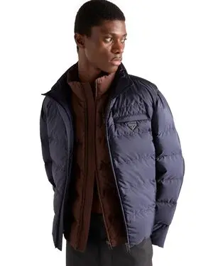 Prada Medium-weight Re-nylon Down Jacket - Blue