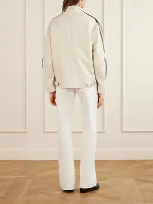 Marni Belted Striped Leather Jacket - Neutrals