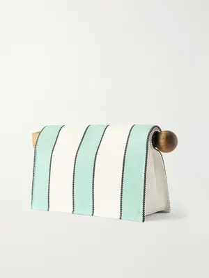 Jacquemus La Plage Leather-trimmed Striped Clutch - Blue