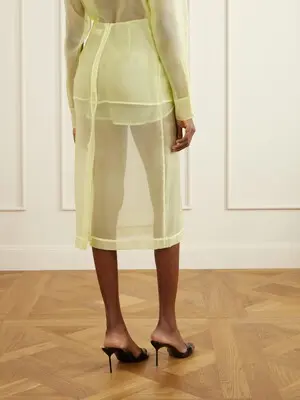 THE FRANKIE SHOP Peri Sheer Silk-blend Midi Skirt - Yellow