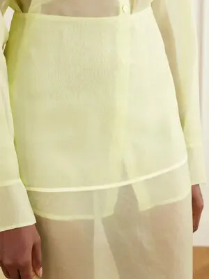 THE FRANKIE SHOP Peri Sheer Silk-blend Midi Skirt - Yellow
