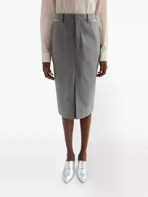 JIL SANDER Cut-out Slit Midi Skirt - Grey