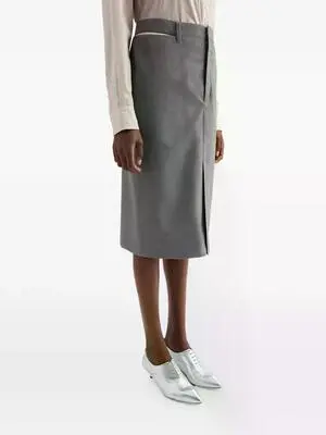 JIL SANDER Cut-out Slit Midi Skirt - Grey