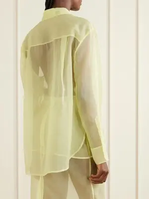 THE FRANKIE SHOP Peri Sheer Silk-blend Shirt - Yellow