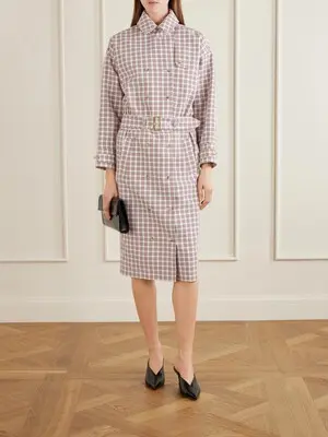 WILLY CHAVARRIA Checked Belted Cotton Trench Coat