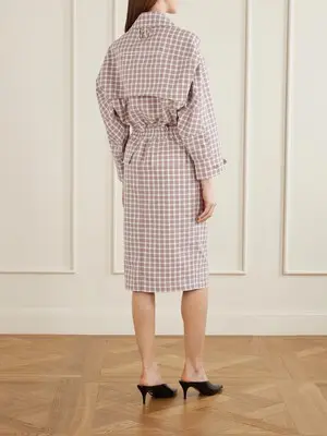 WILLY CHAVARRIA Checked Belted Cotton Trench Coat
