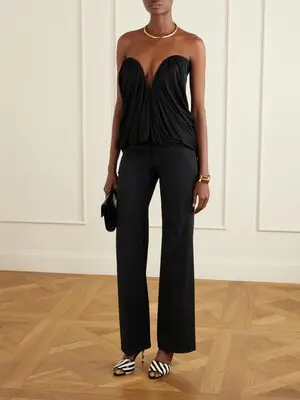 ILKYAZ OZEL Olivienne Draped Satin Bustier Top