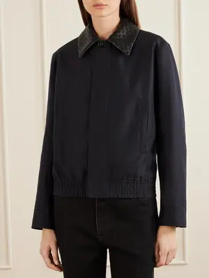 Bottega Veneta Intrecciato Leather-trimmed Canvas Jacket
