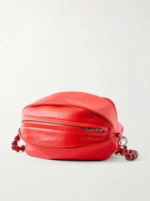 LEMAIRE Balloon Slits Beaded Leather Shoulder Bag - Red