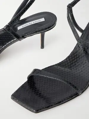 EMME PARSONS Delicat Lizard-effect Leather Sandals - Black