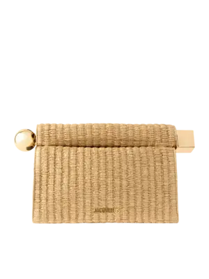 Jacquemus La Plage Leather-trimmed Raffia-effect Clutch - Neutrals