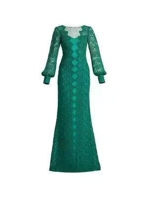 Tadashi Shoji Lace Long-sleeve Dress - Green