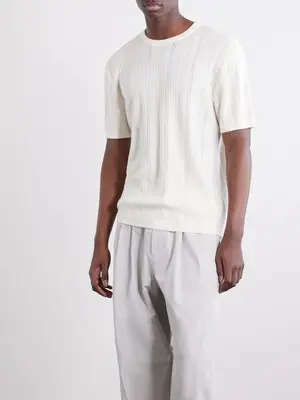 Aimé Leon Dore Striped Pointelle-knit Merino Wool T-shirt