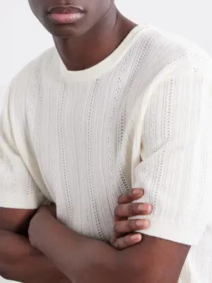 Aimé Leon Dore Striped Pointelle-knit Merino Wool T-shirt