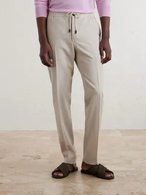 SLOWEAR Straight-leg Virgin Wool, Silk And Linen-blend Trousers