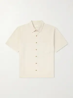 Aimé Leon Dore Cropped Cotton-seersucker Shirt - Neutrals