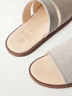 Brunello Cucinelli Suede Slides - Brown