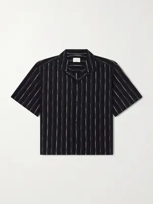 Aimé Leon Dore Camp-collar Striped Cotton-blend Jacquard Shirt