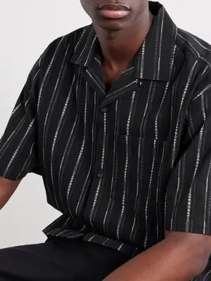 Aimé Leon Dore Camp-collar Striped Cotton-blend Jacquard Shirt