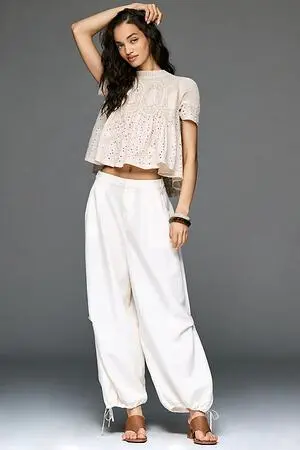 EN ELLY The Iris Short-sleeve Eyelet Blouse