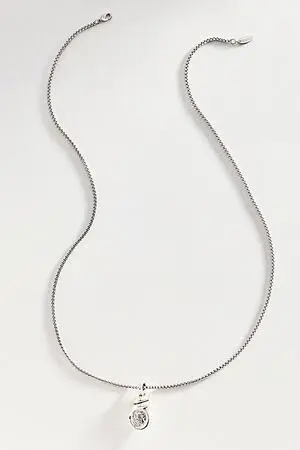 Anthropologie Organic Bezel Crystal Pendant Necklace - Silver