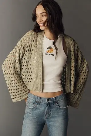 Anthropologie Crochet Cardigan - Moss